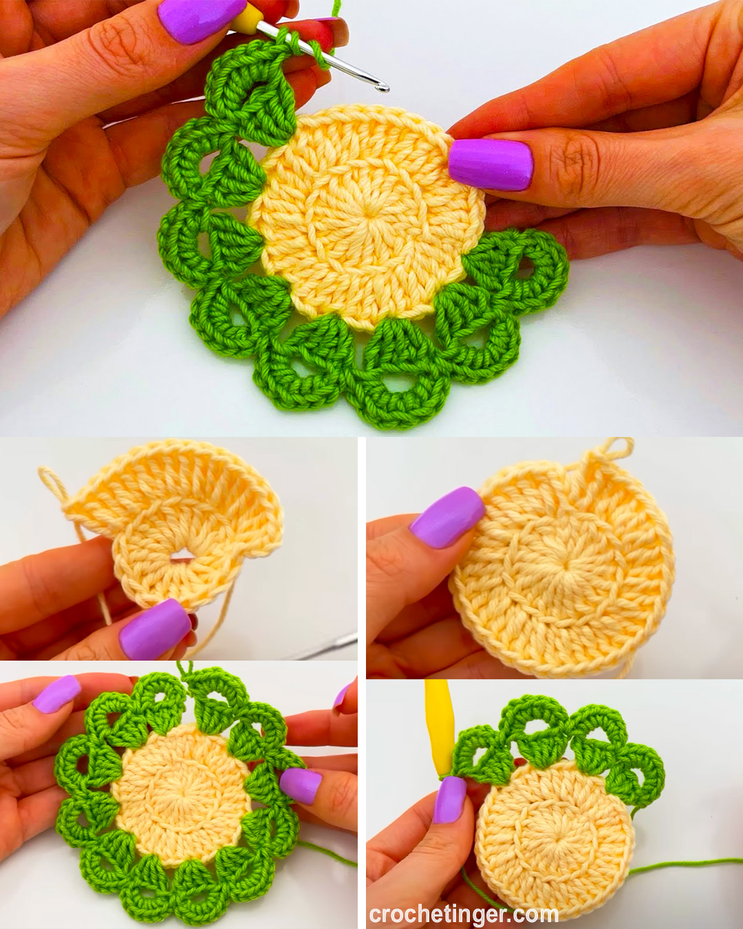 How To Crochet A Round Crochet Template with Two Lines in One - Free ...