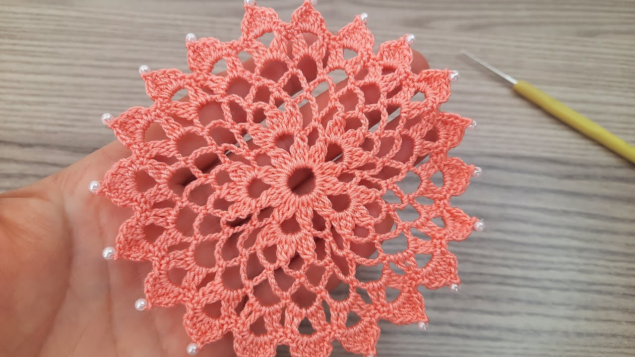🌟 The Coral Starburst Beaded Doily: A Detailed Crochet Pattern - Crochet4U